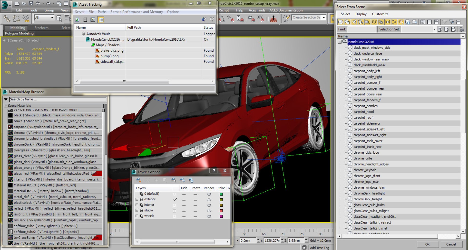 3ds Max Honda Civic 2016