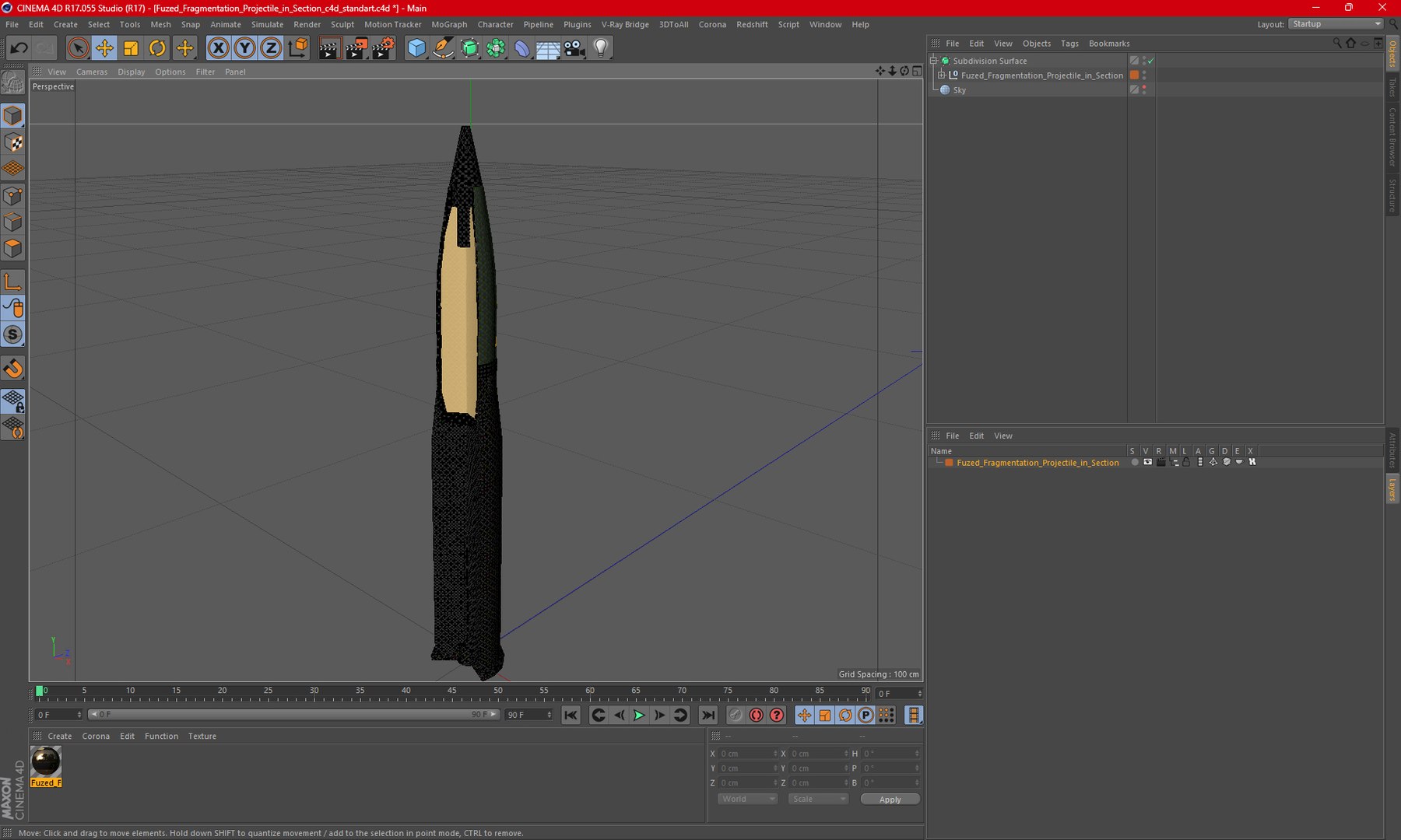 3D Fuzed Fragmentation Projectile In Section Model - TurboSquid 2224919