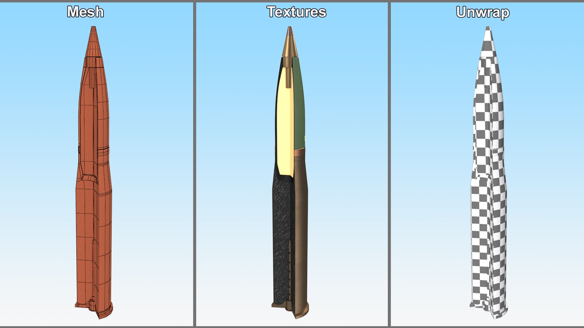 3D Fuzed Fragmentation Projectile In Section Model - TurboSquid 2224919