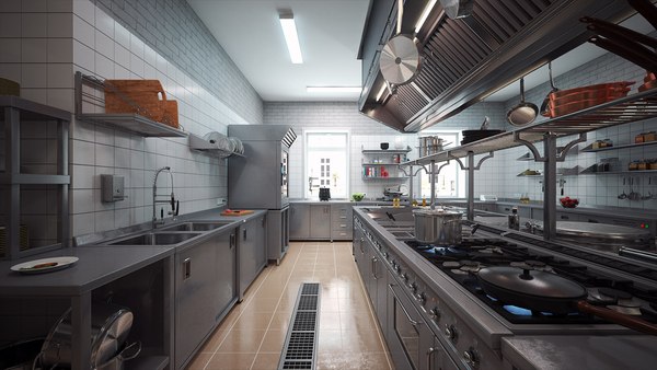 3d commercial kitchen model