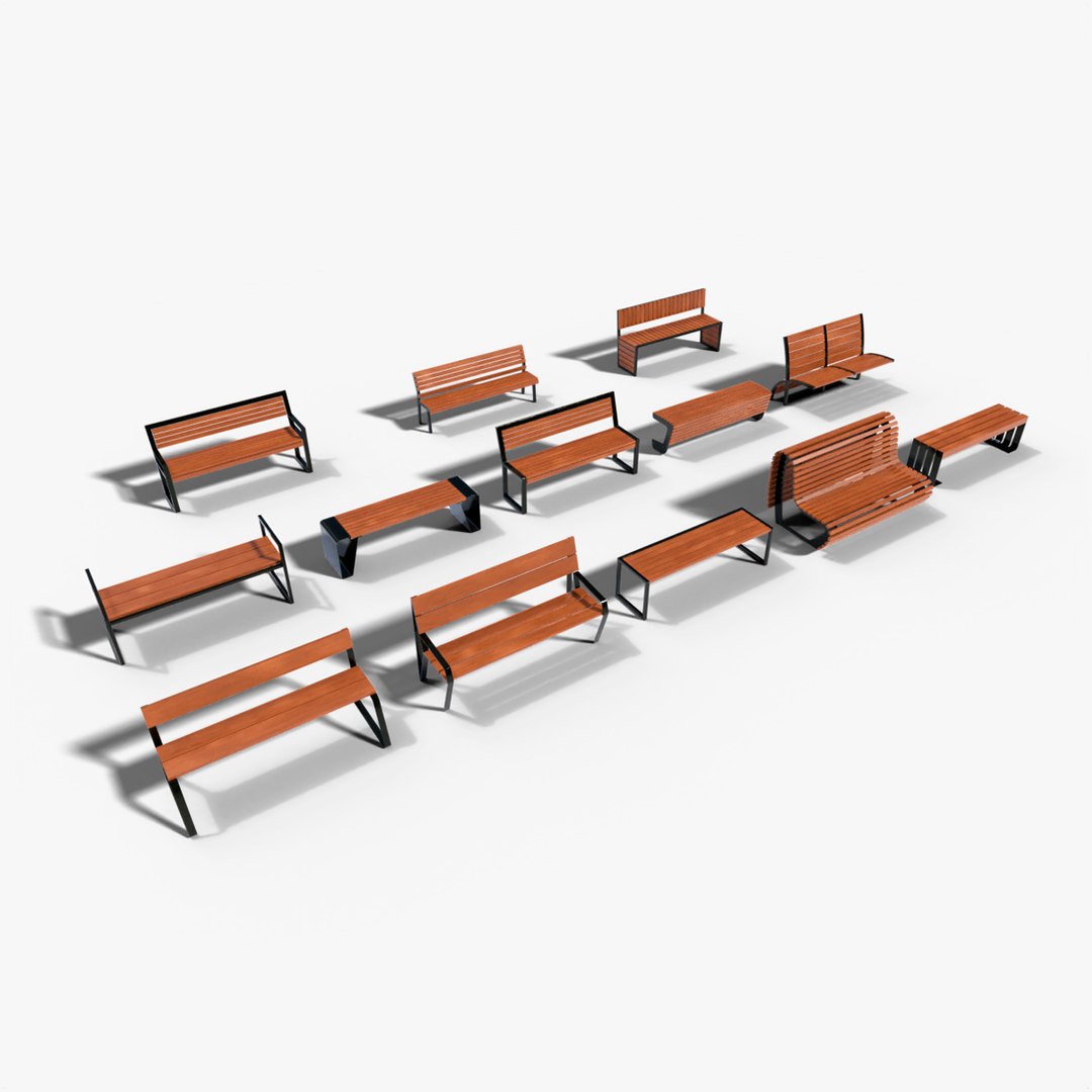 3D Sky fi outdoor benches model - TurboSquid 2056935