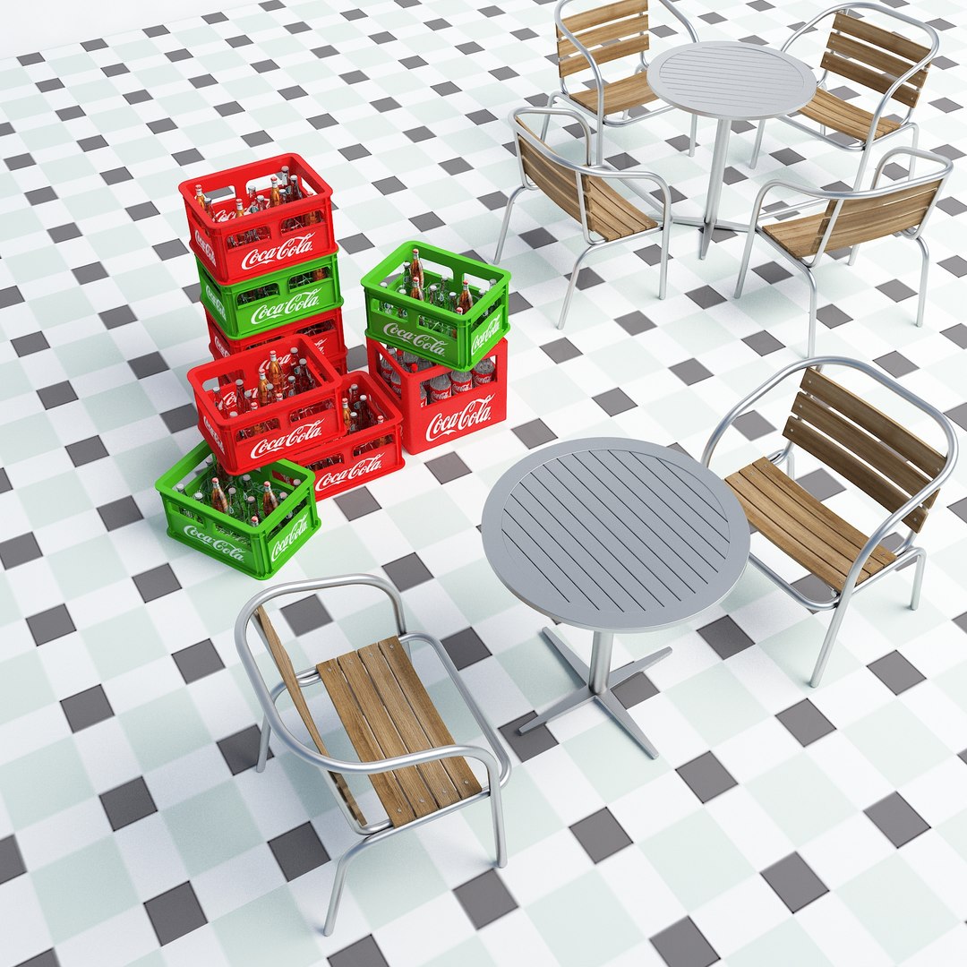 Soda Storage Basket Large Stall Table And Chair Combination 3D Model ...
