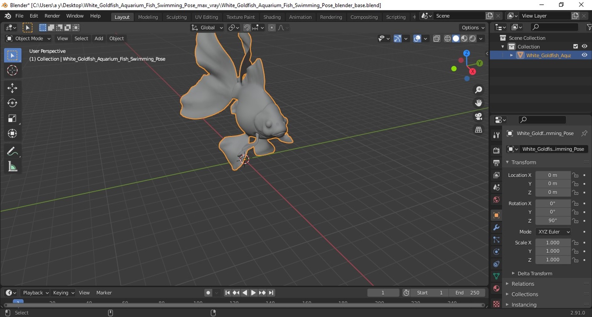 3D White Goldfish Aquarium Fish Swimming Pose - TurboSquid 1762685