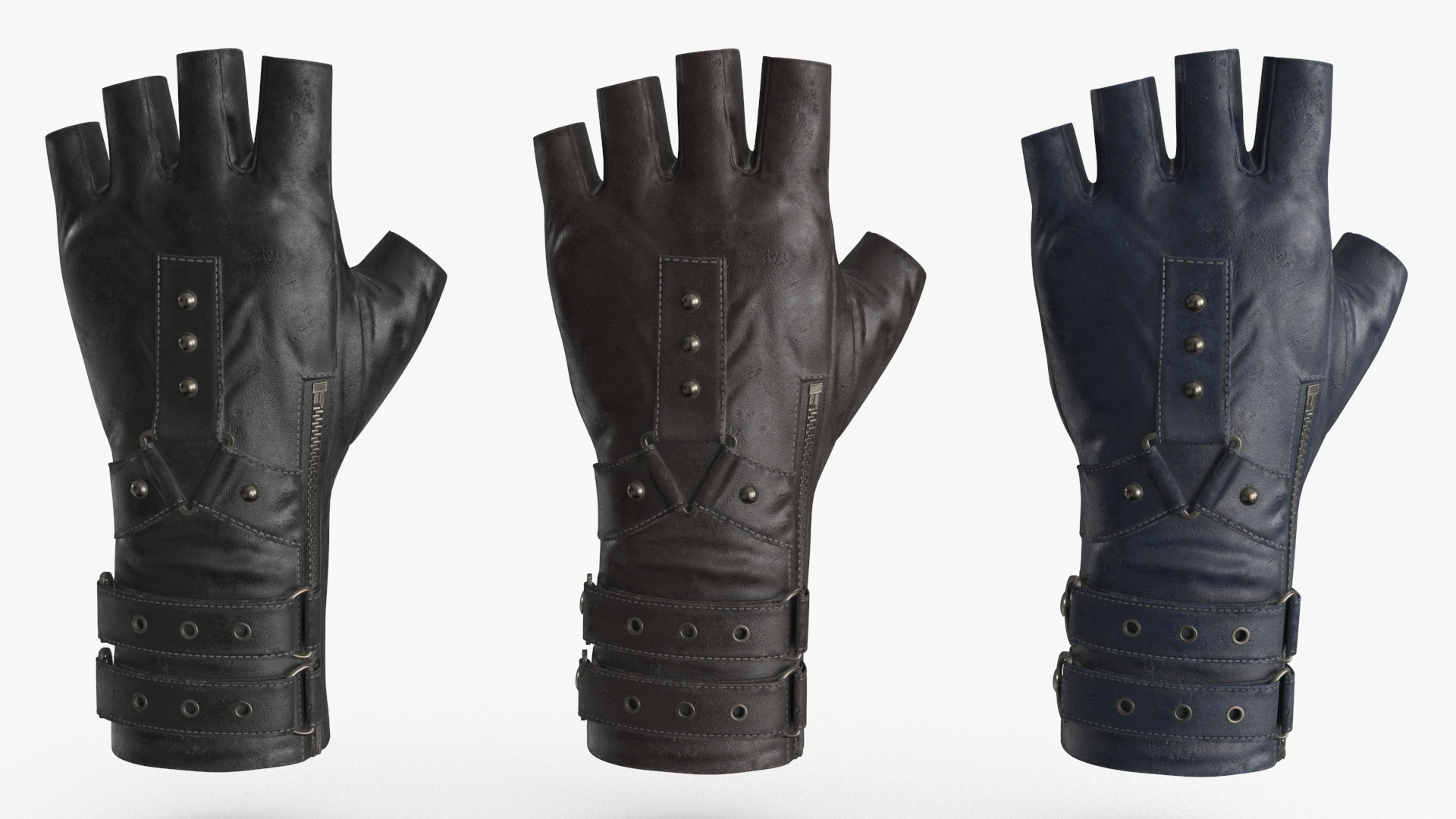 Punk Rave Steampunk Fingerless Gloves 3 Colors 3D Model - TurboSquid ...