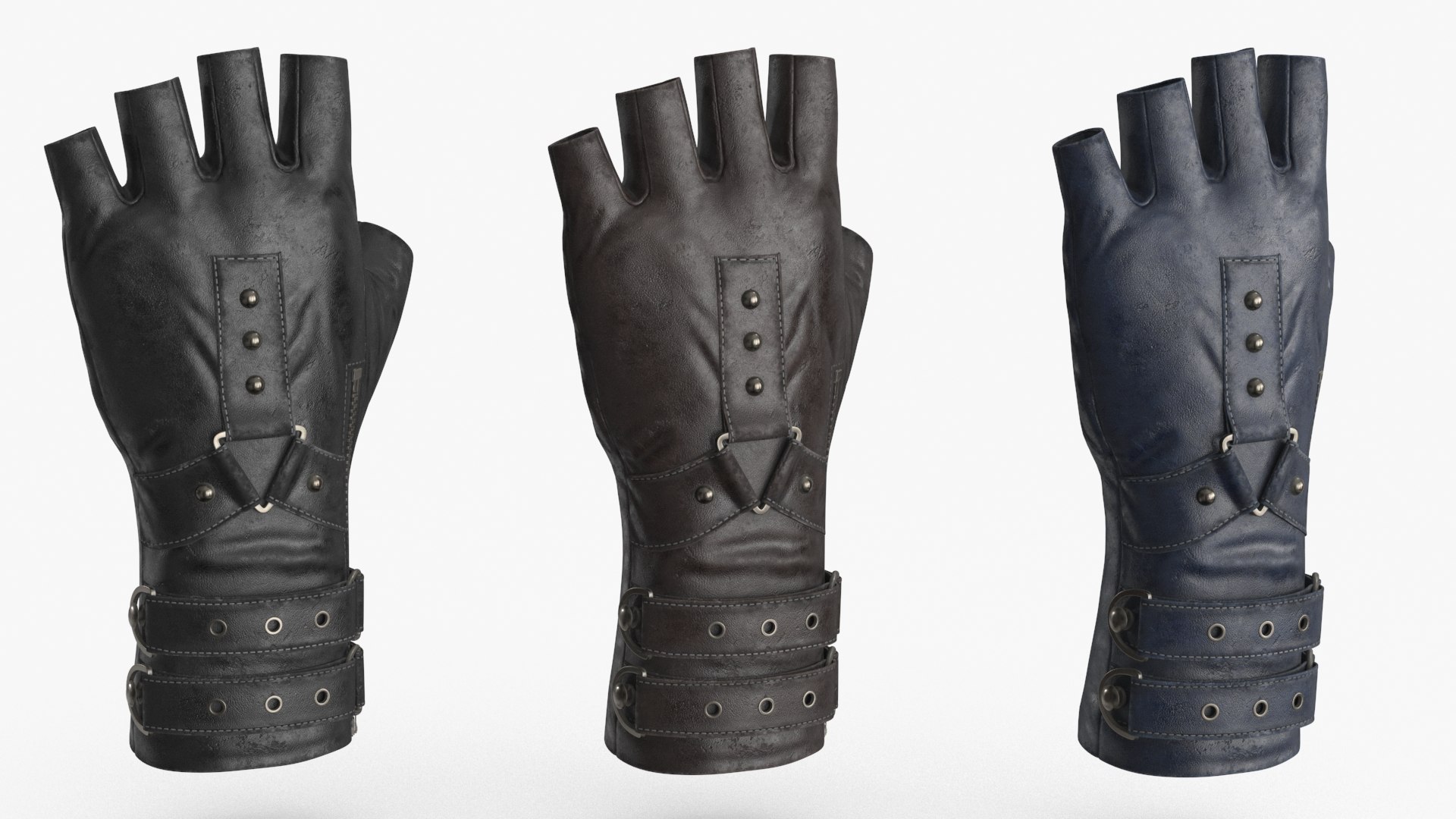 Punk Rave Steampunk Fingerless Gloves 3 Colors 3D Model - TurboSquid ...