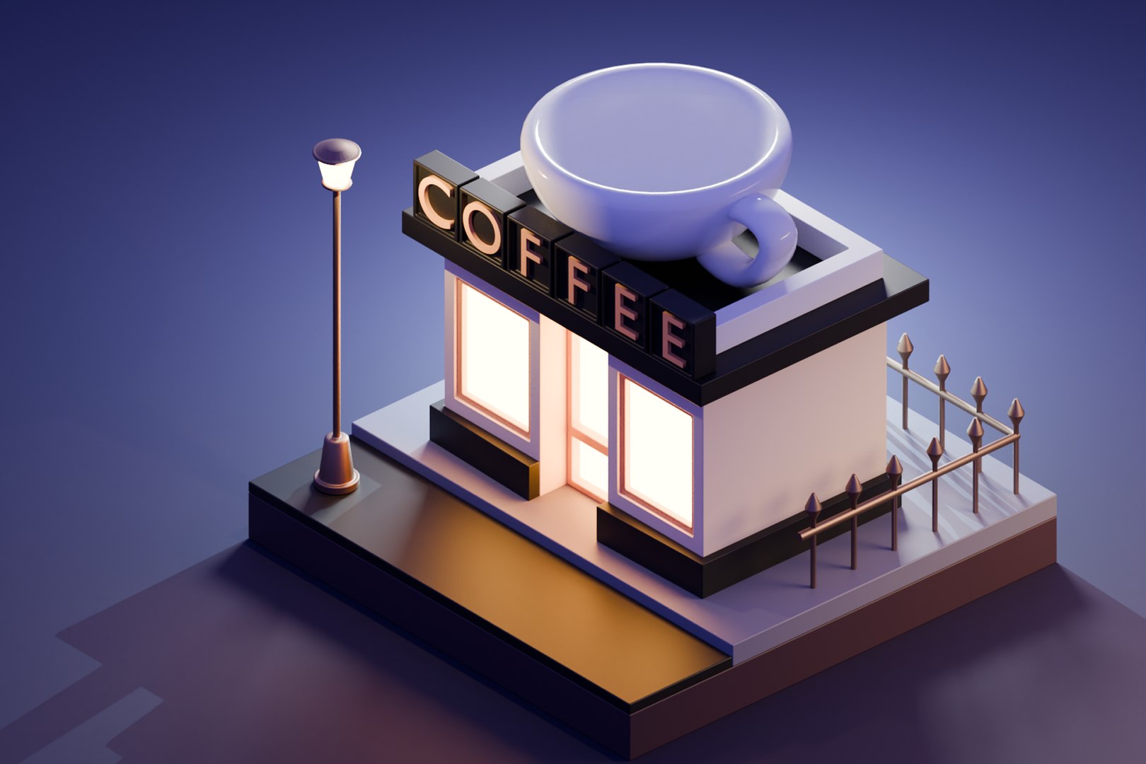 3D Low Poly Coffee Shop 3D Model - TurboSquid 2317339