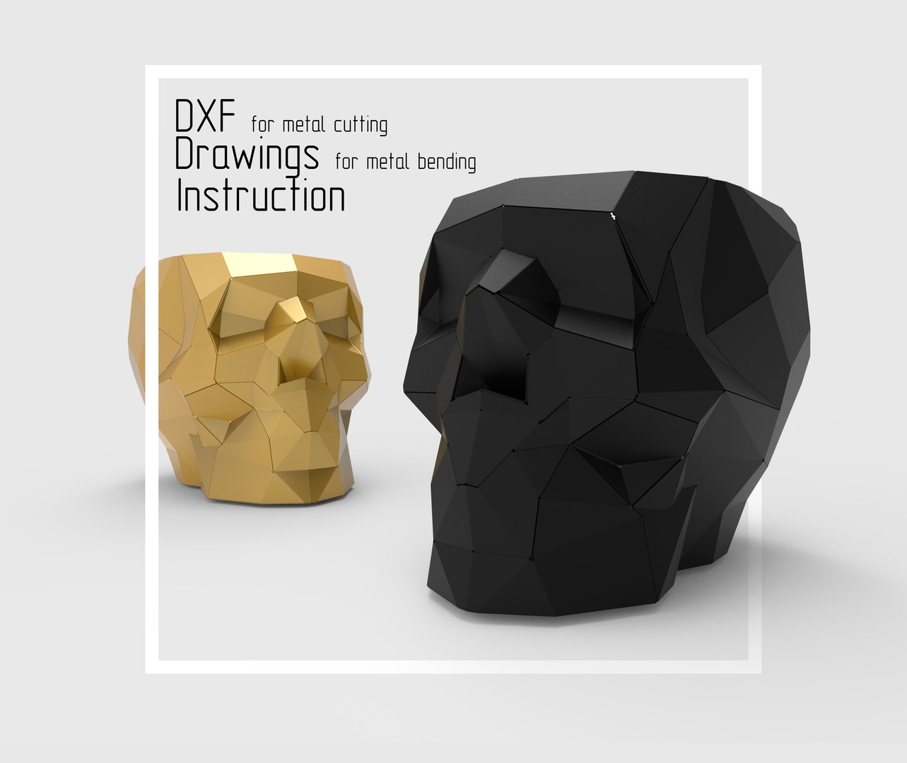 Low Poly Skull Made Of Sheet Metal DXF Model - TurboSquid 1865213