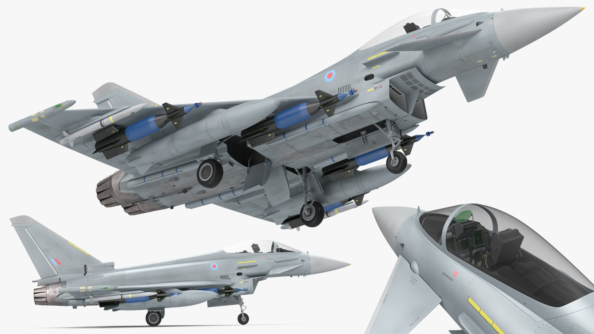 Eurofighter Typhoon Jet With Weaponry Rigged 3D Model - TurboSquid 2378244