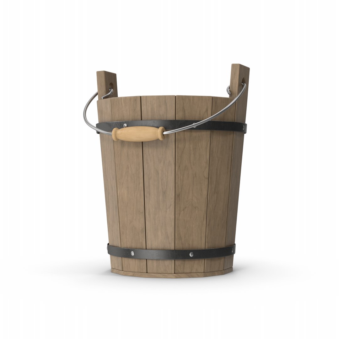 3D Model Wood Bucket - TurboSquid 2199725