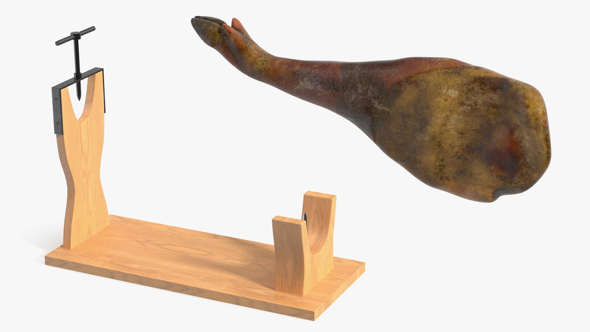 3D Model Ham Leg On Wooden Carving Stand - TurboSquid 2426128