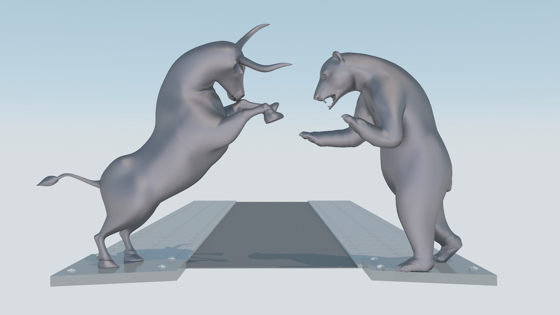 3D Bull Bear Statue Model - TurboSquid 1384673