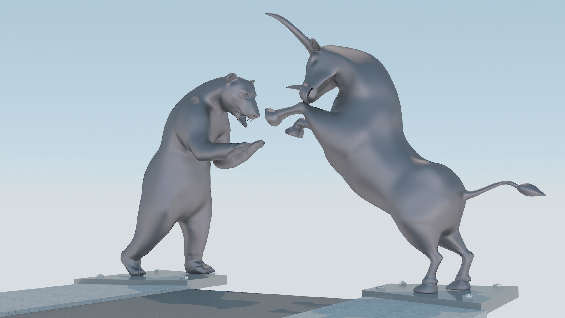 3D Bull Bear Statue Model - TurboSquid 1384673
