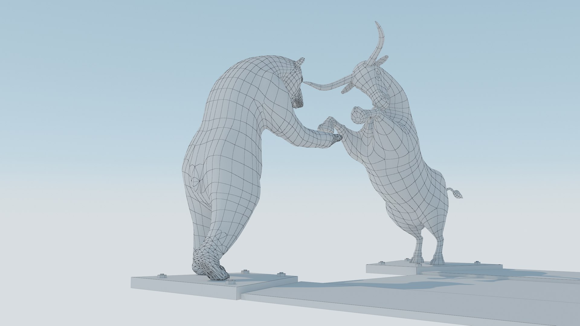 3D Bull Bear Statue Model - TurboSquid 1384673