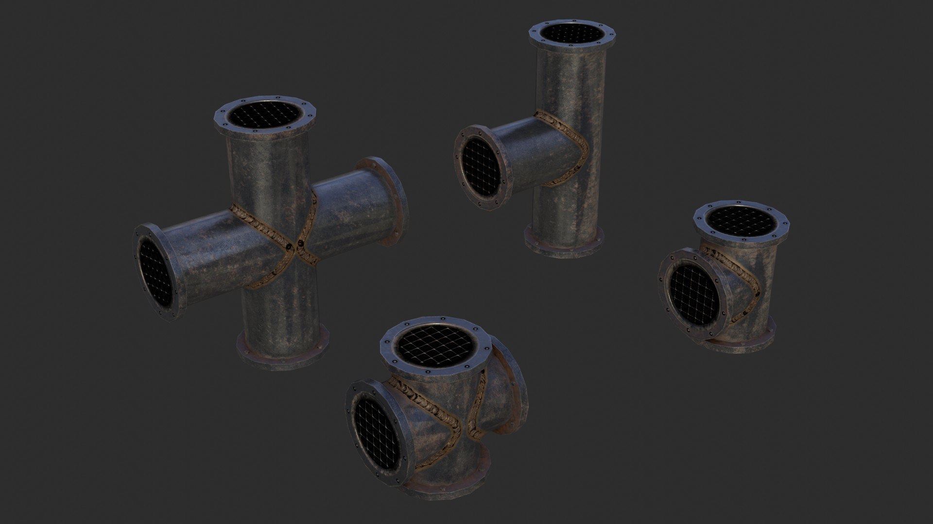 Modular Pipes Metallic 3D Model - TurboSquid 1588851