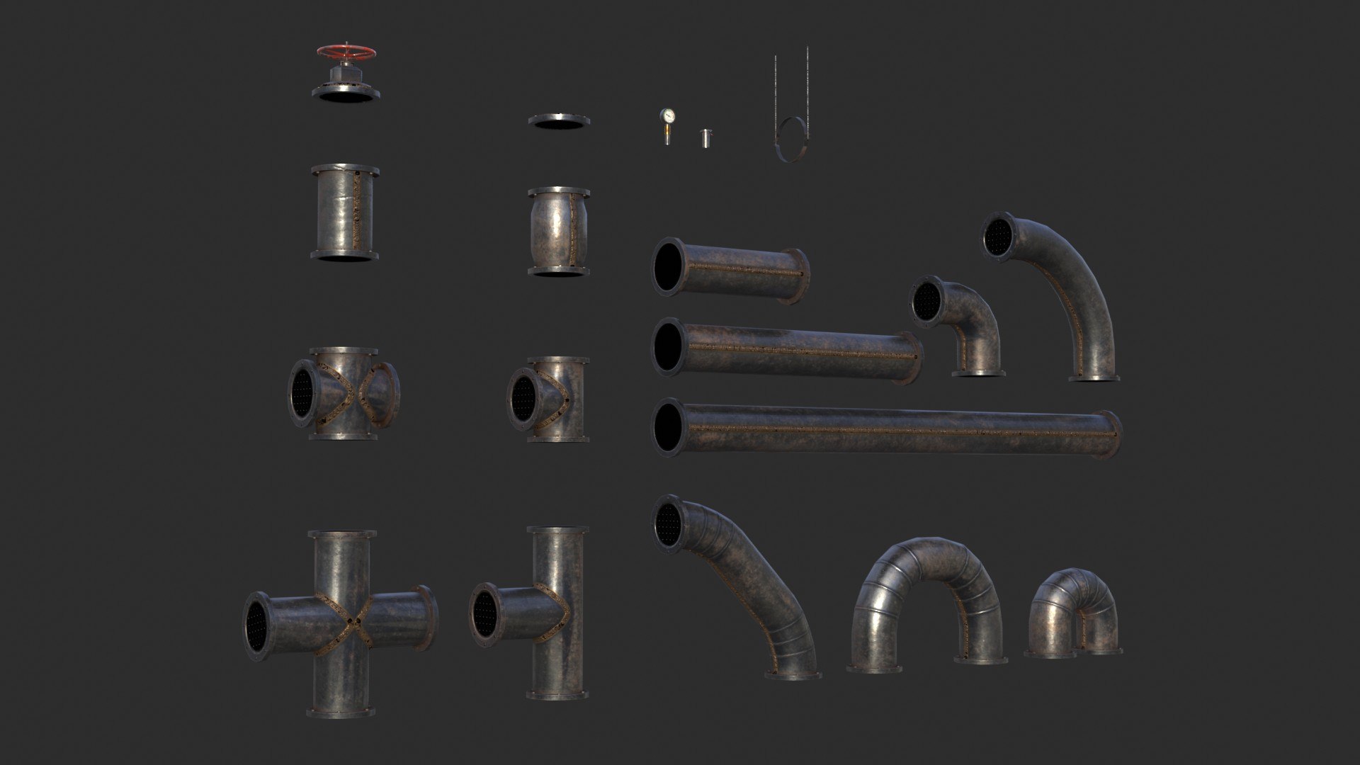 Modular Pipes Metallic 3D Model - TurboSquid 1588851