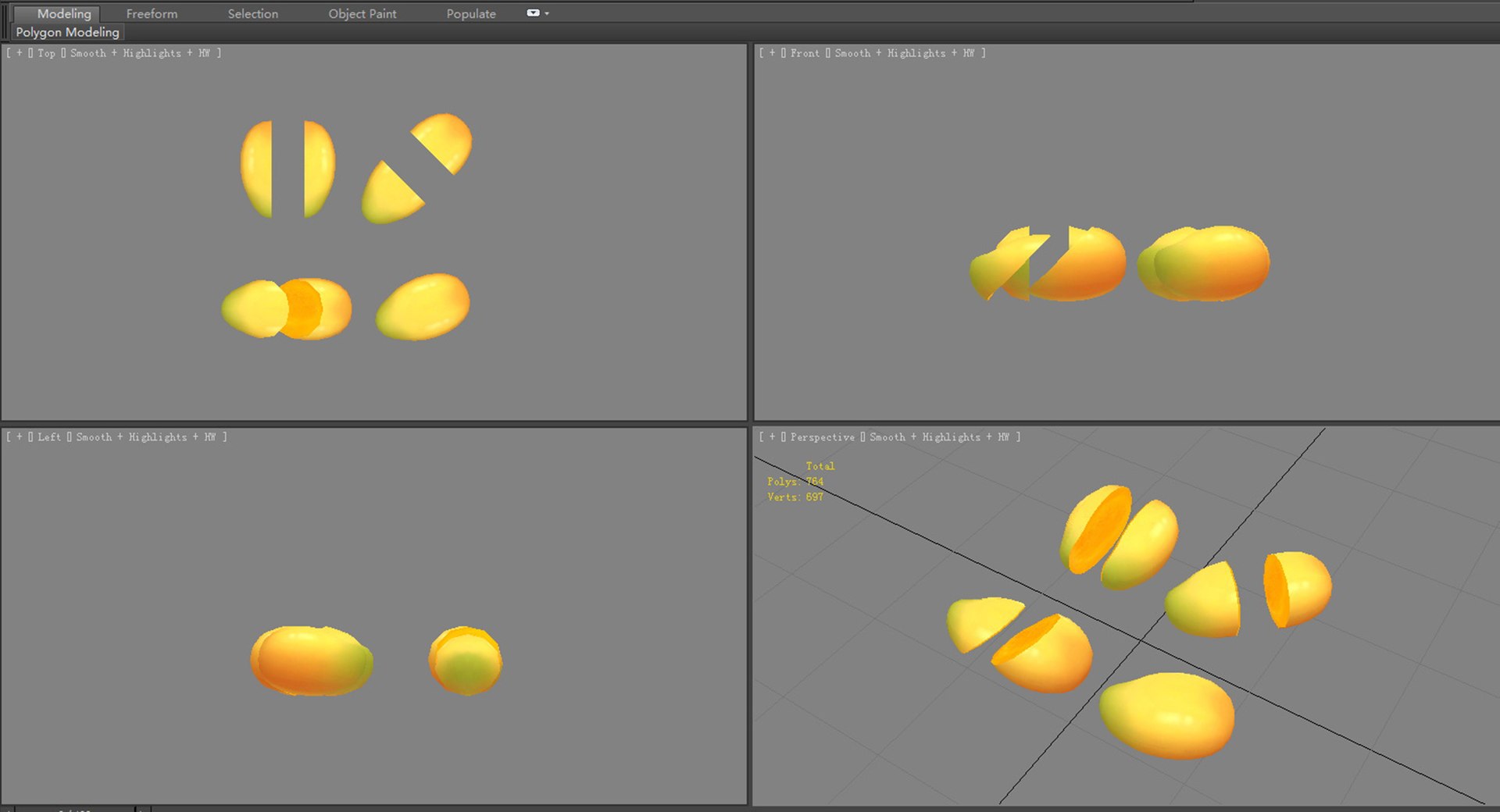 3D Cartoon Mango And Slice - TurboSquid 1932524