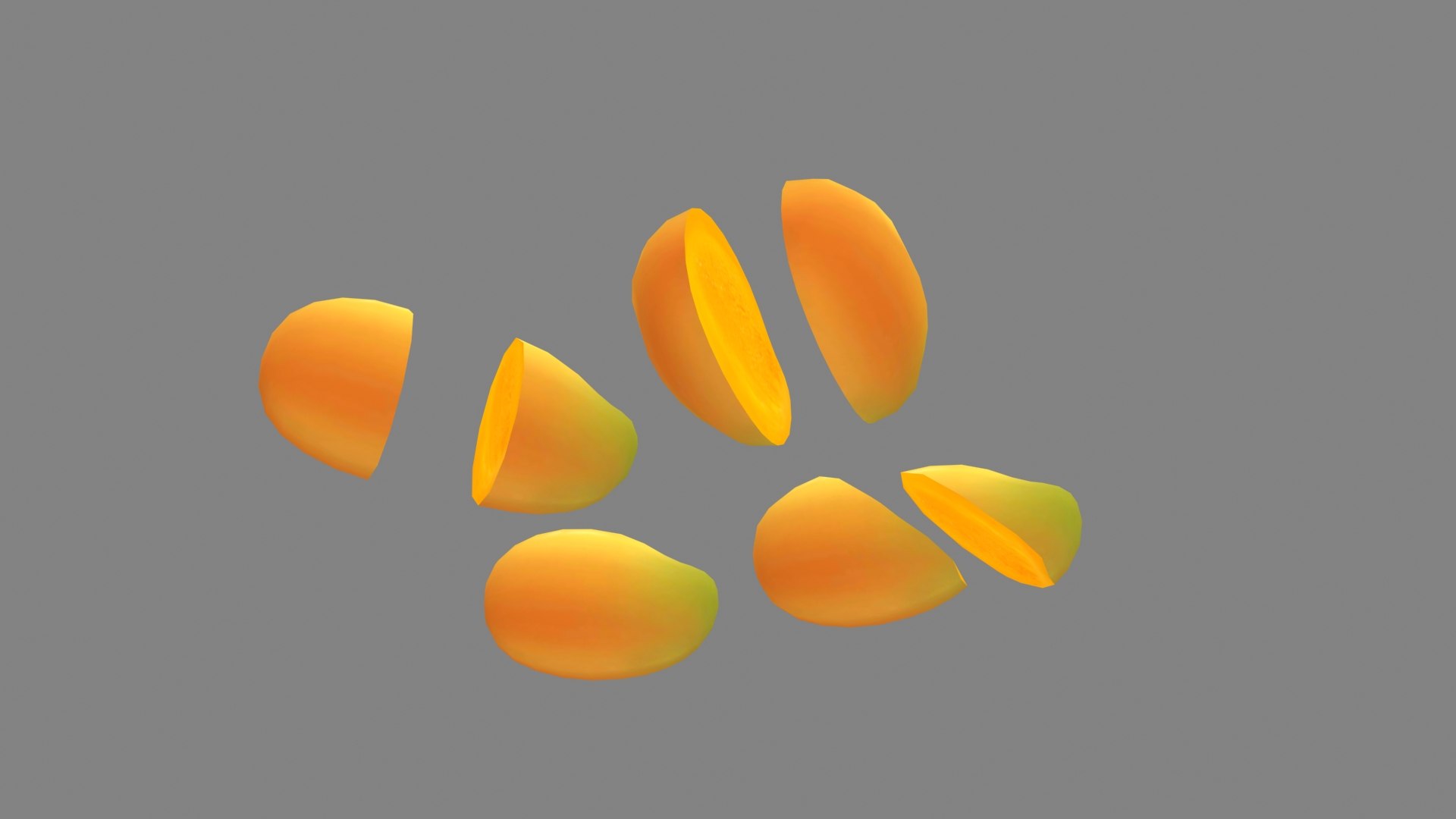 3D Cartoon Mango And Slice - TurboSquid 1932524