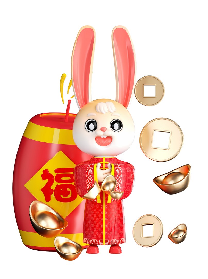 3D Year of the Rabbit New Year cartoon - TurboSquid 2053493