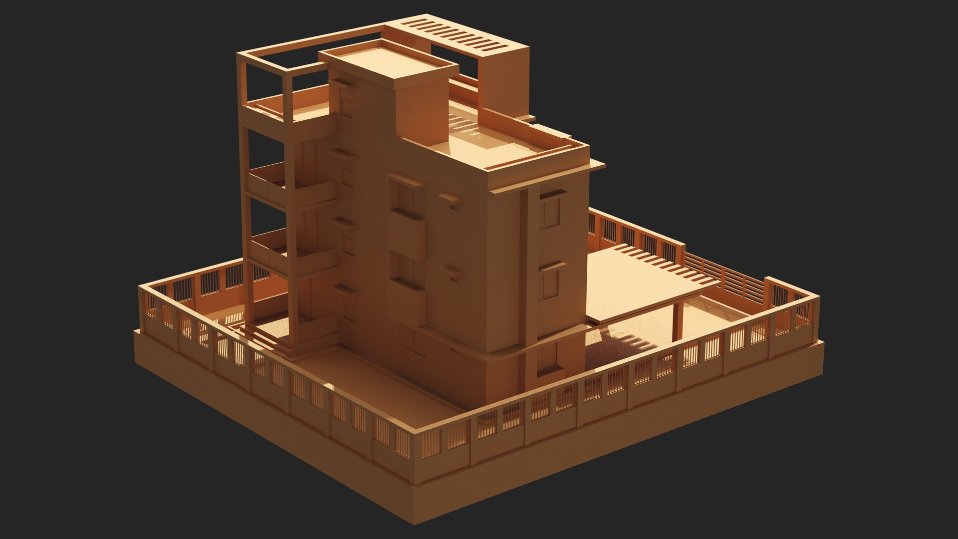 3D Three Storey House Model - TurboSquid 2238967