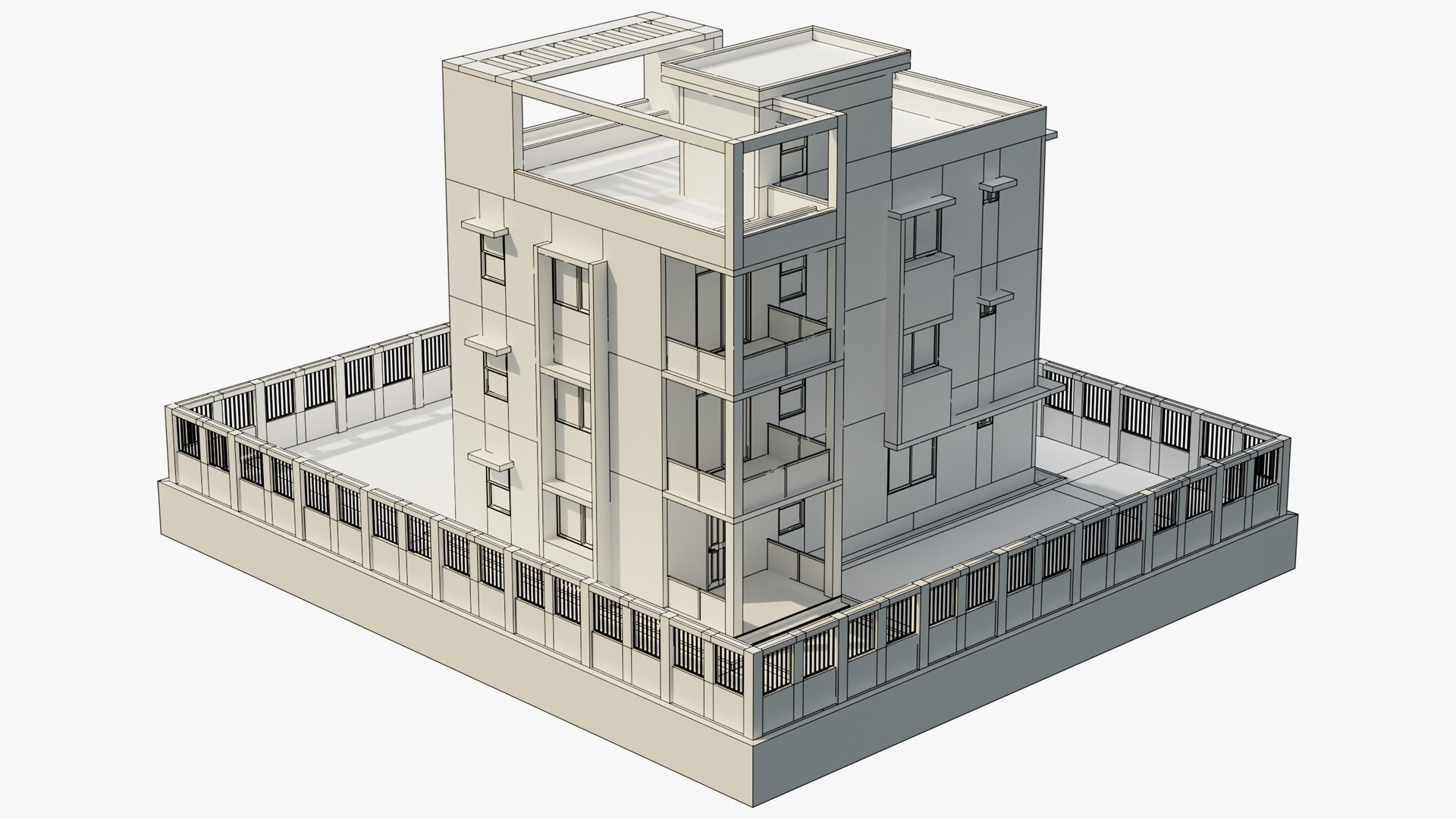 3D Three Storey House Model - TurboSquid 2238967