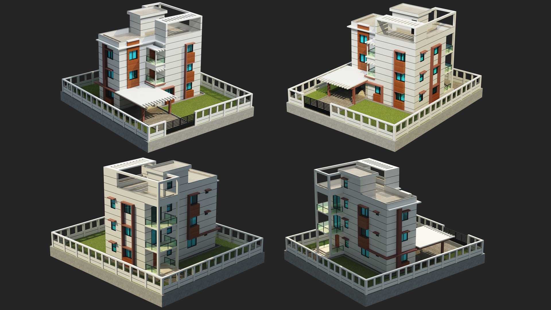 3D Three Storey House Model - TurboSquid 2238967