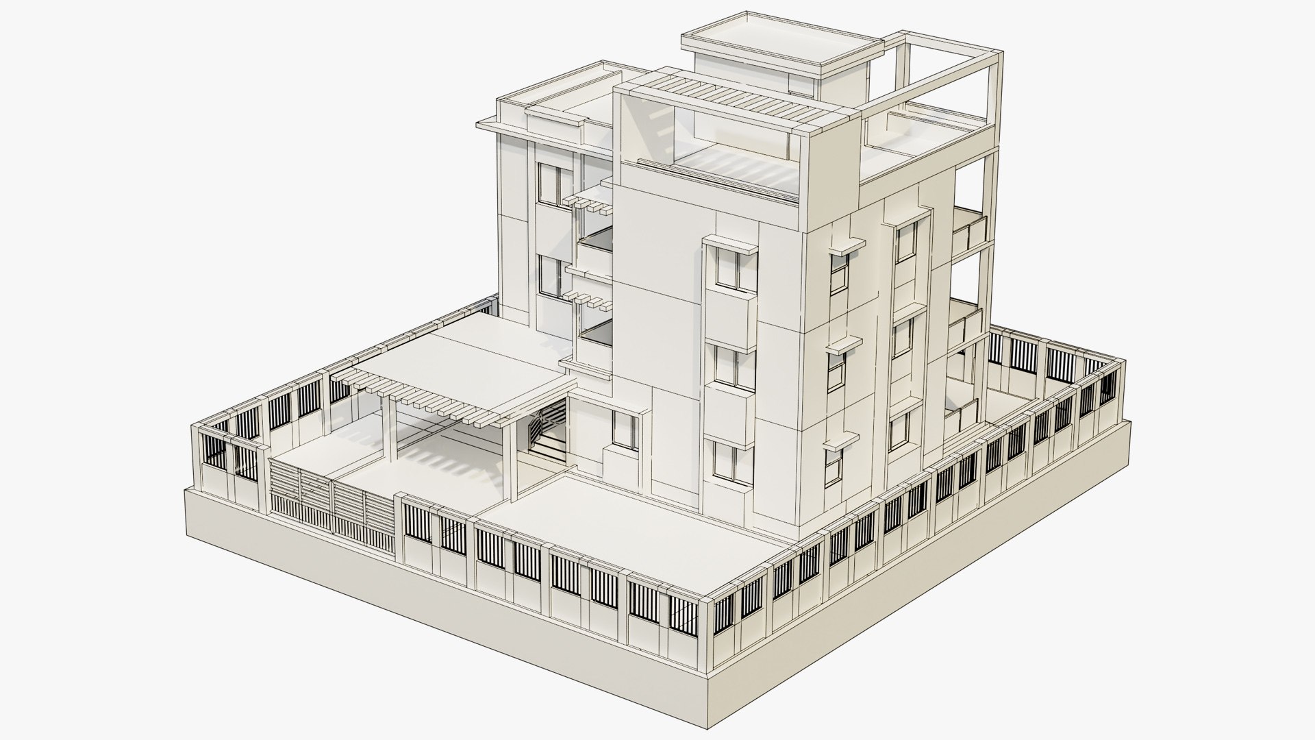 3D Three Storey House Model - TurboSquid 2238967
