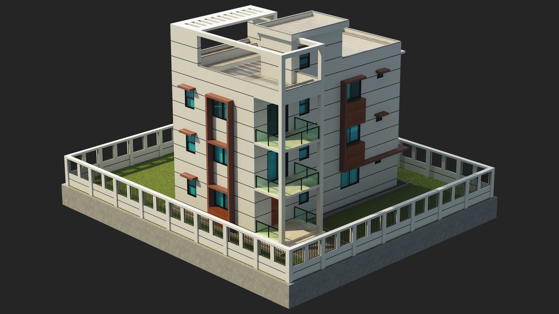 3D Three Storey House Model - TurboSquid 2238967