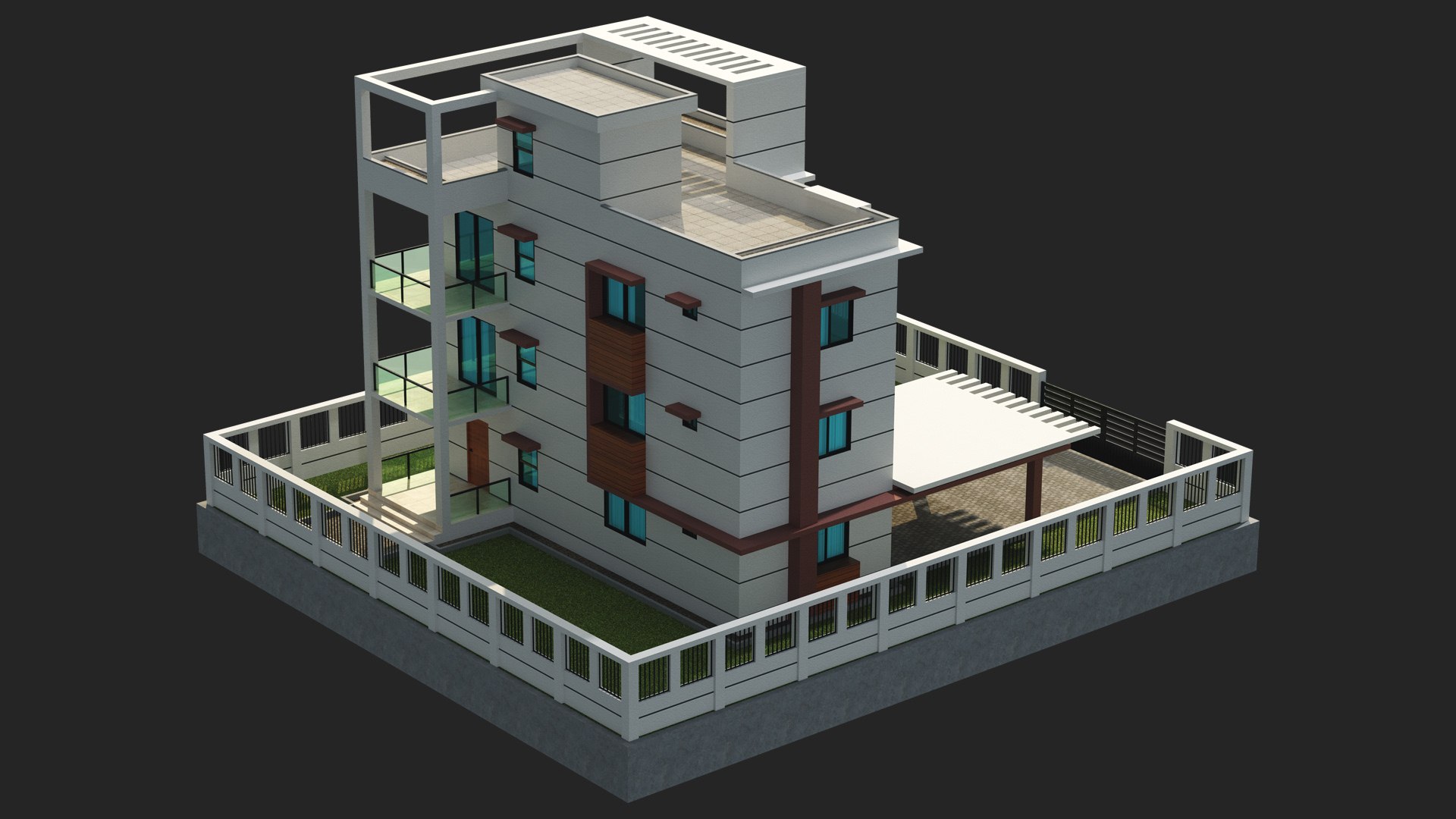 3D Three Storey House Model - TurboSquid 2238967