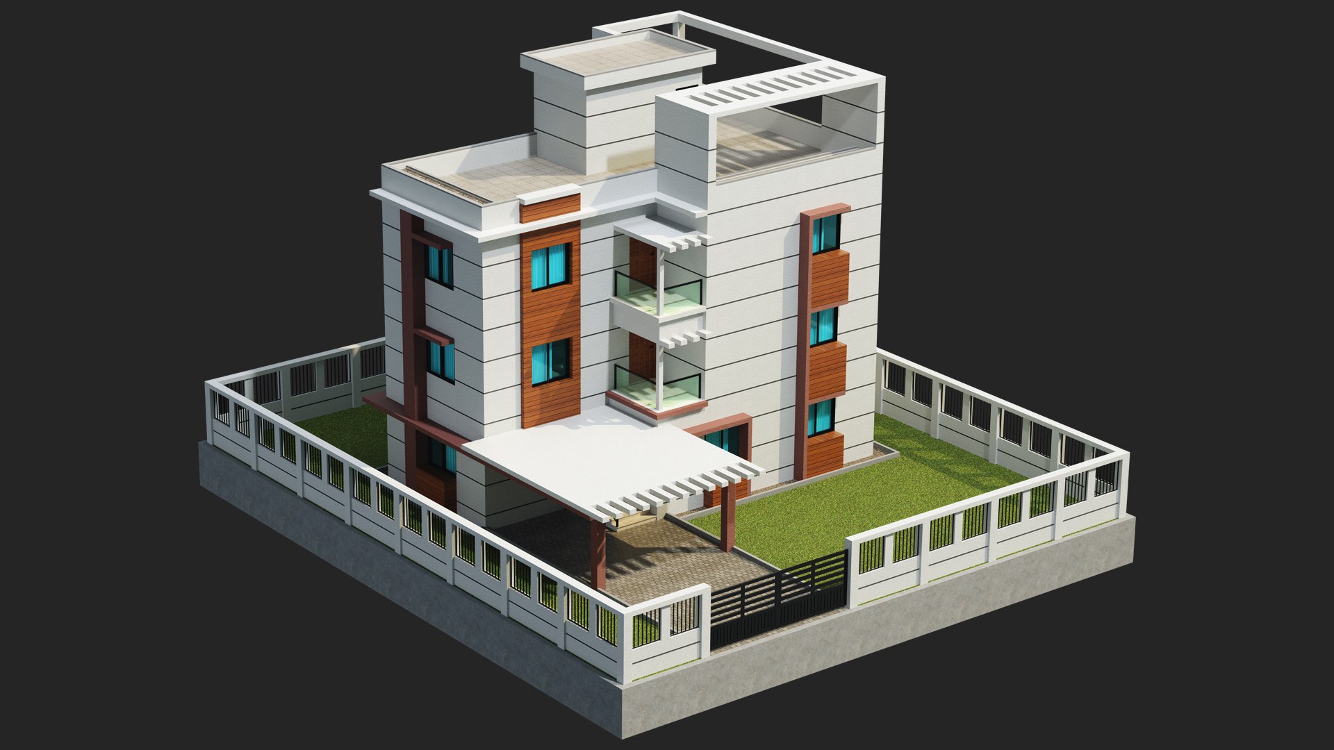 3D Three Storey House Model - TurboSquid 2238967
