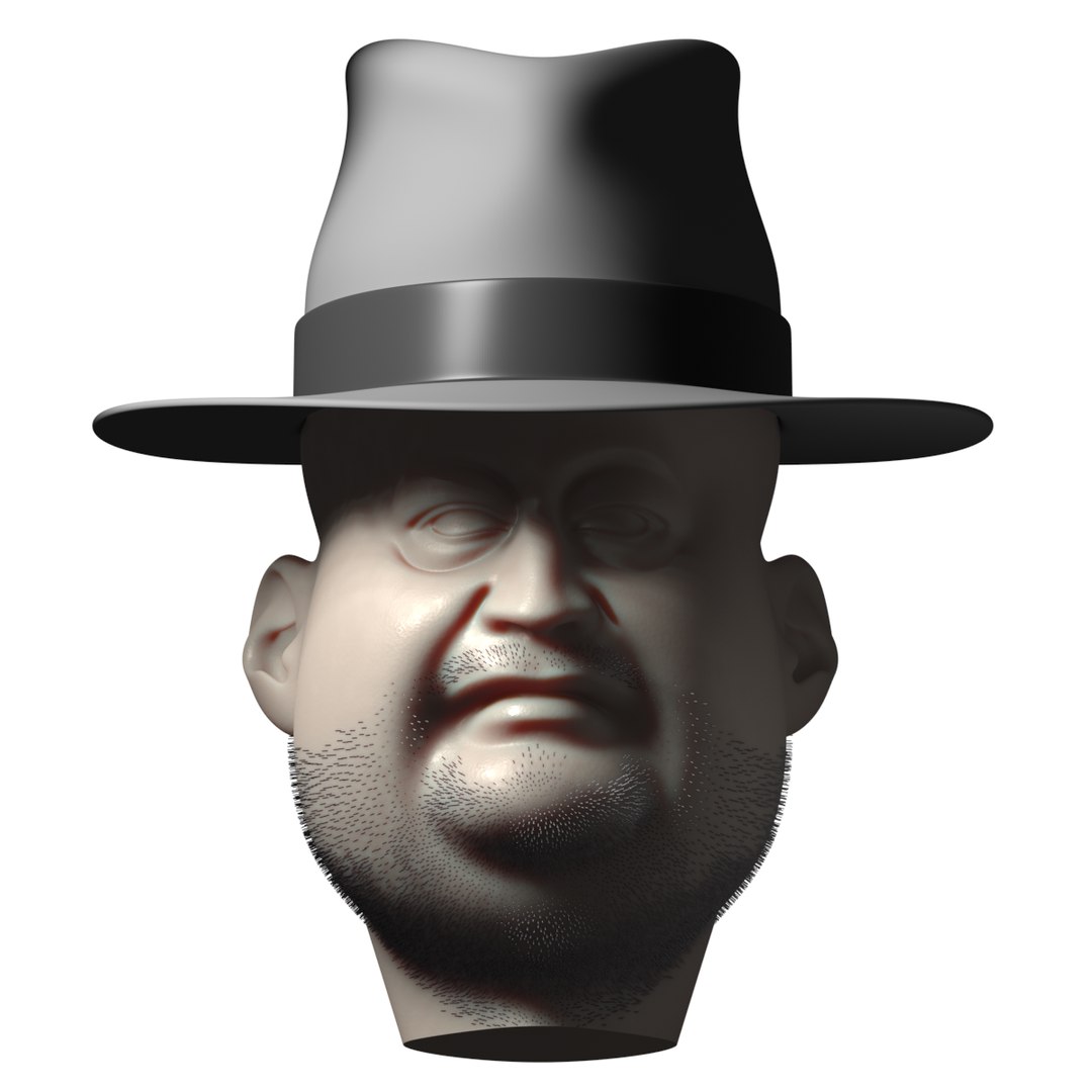 This is a Head of an Unshaven Fat Man from Prohibition times in the Hat ...