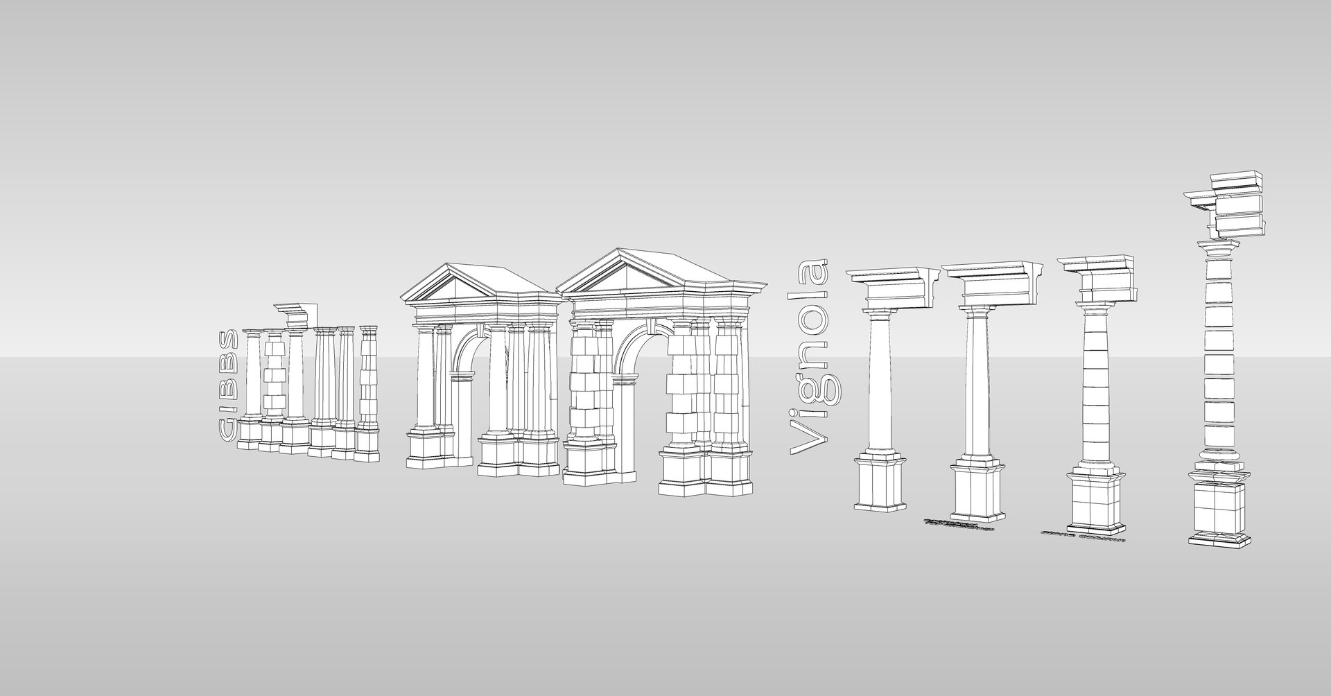 3D Tuscan Column Two Types Of Order On Vignola And Gibbs Plus Tuscan ...