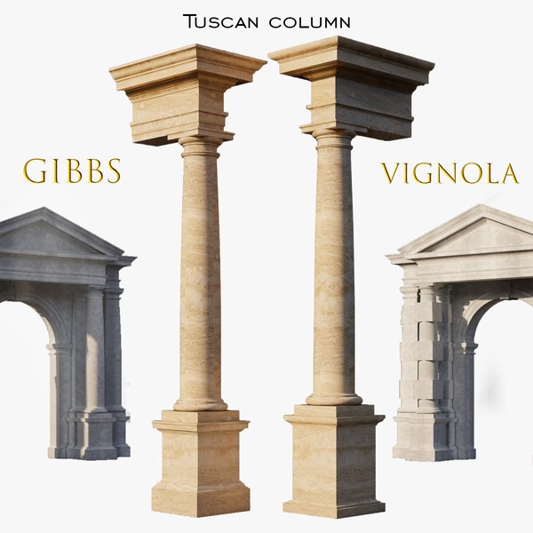 modèle 3D de Colonne toscane deux types d'ordre sur Vignola et Gibbs ...