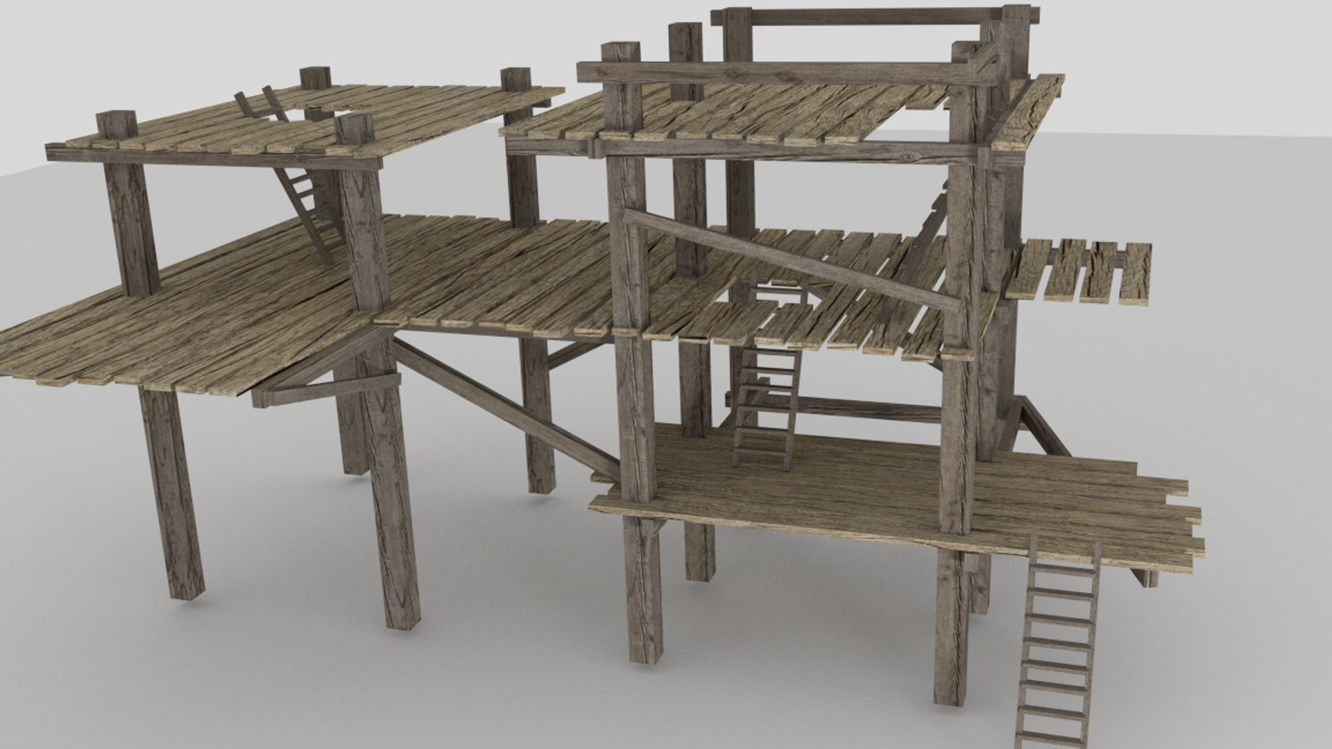 Wooden Scaffolding 3d Obj