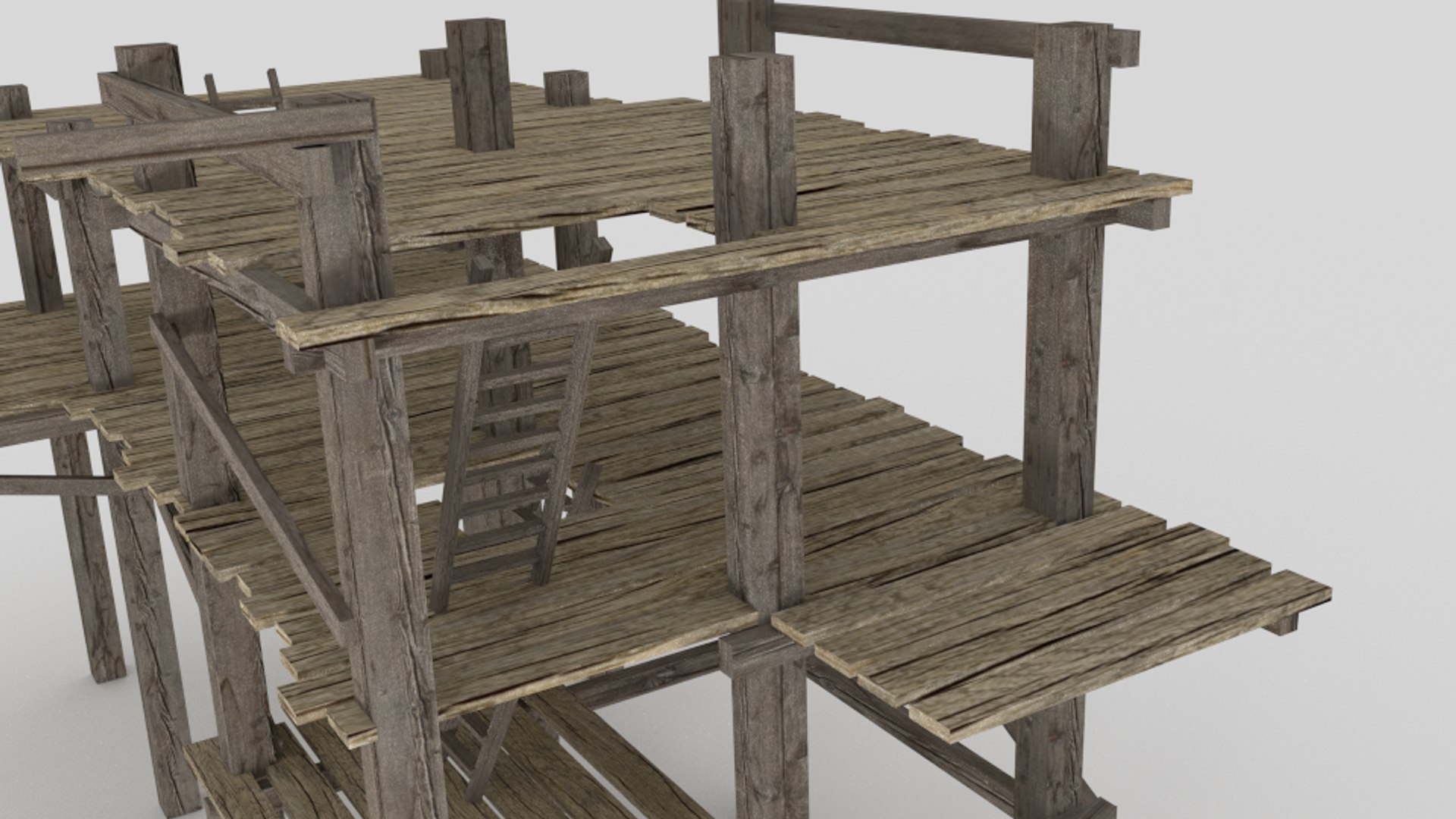 Wooden Scaffolding 3d Obj