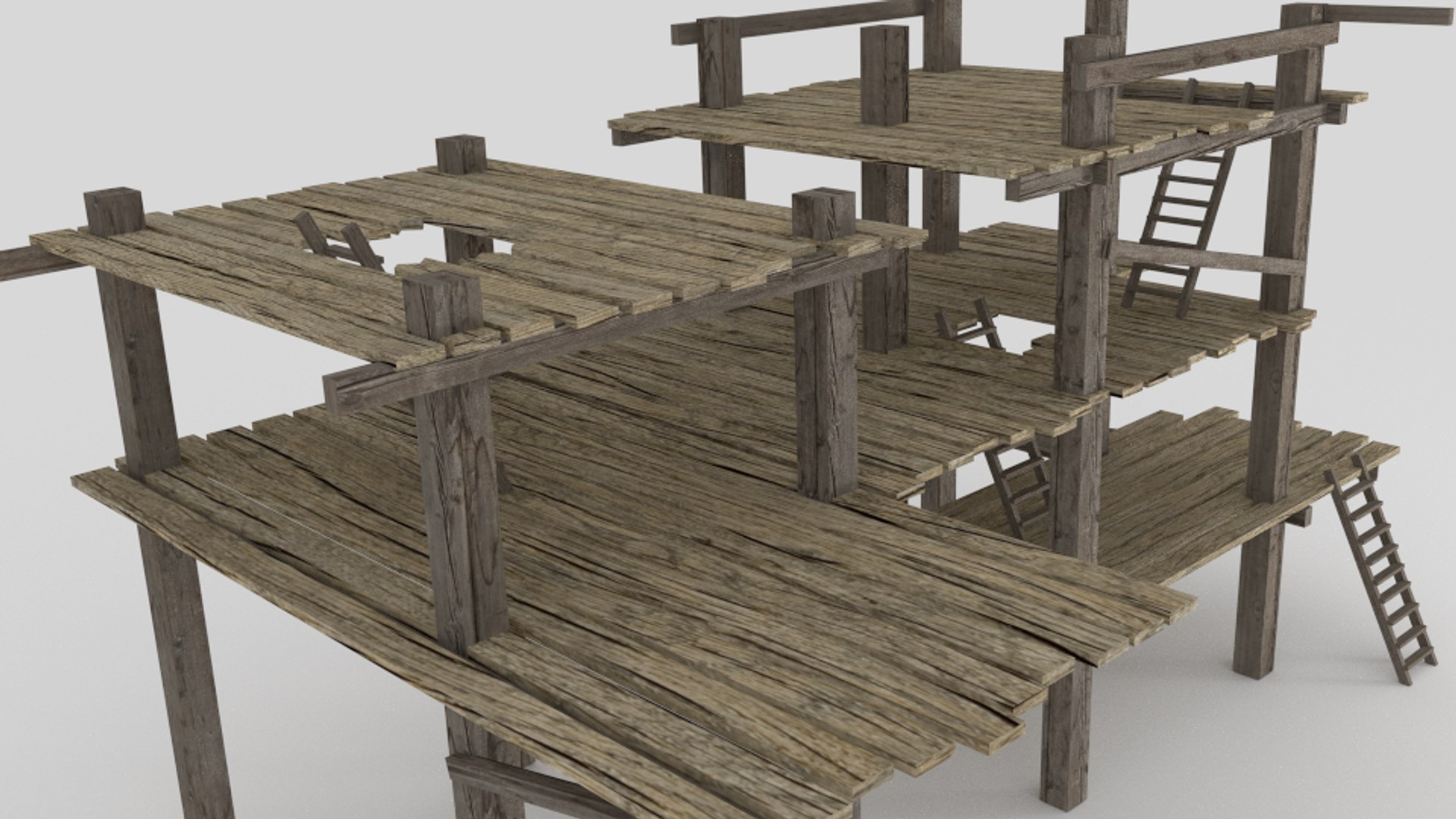 Wooden Scaffolding 3d Obj