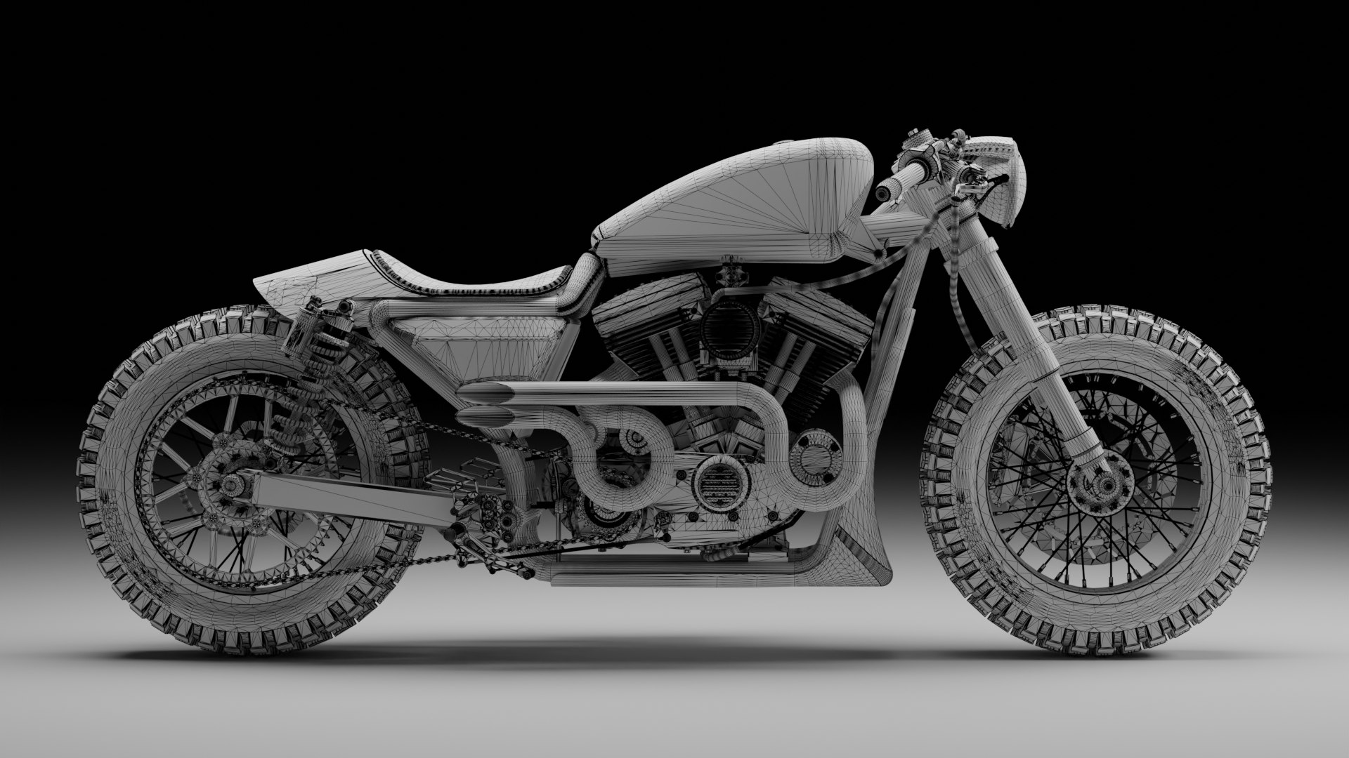 Custom Harley Davidson Cafe Racer Model - TurboSquid 2267482