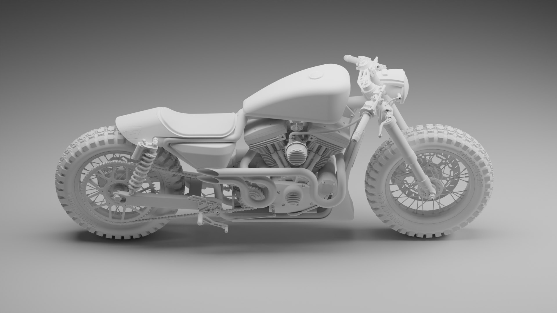 Custom Harley Davidson Cafe Racer Model - TurboSquid 2267482