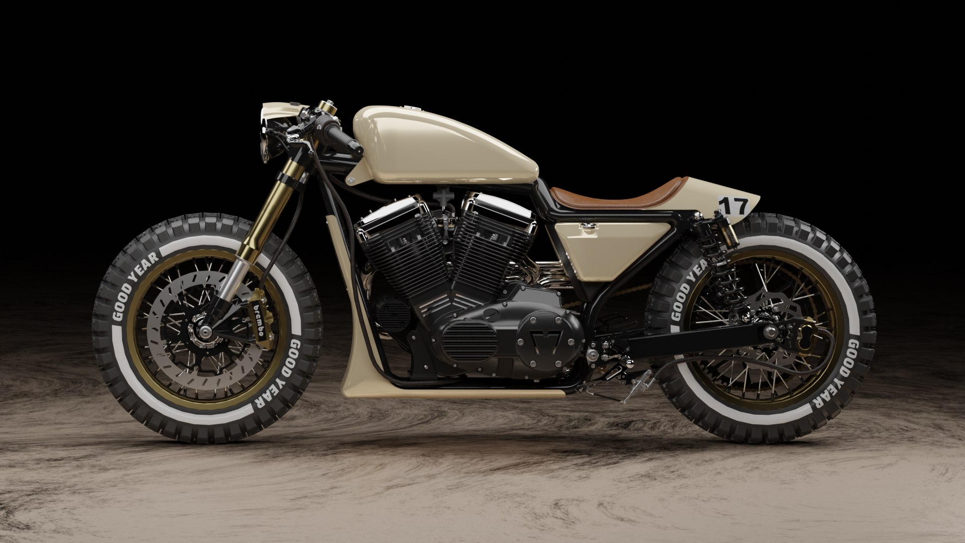 Custom Harley Davidson Cafe Racer Model - TurboSquid 2267482