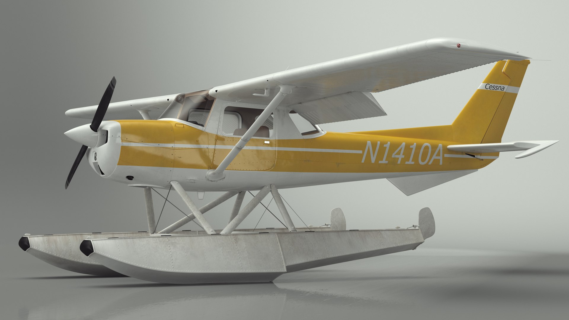 Cessna 150 Seaplane On Floats Rigged For Cinema 4D 3D Model ...