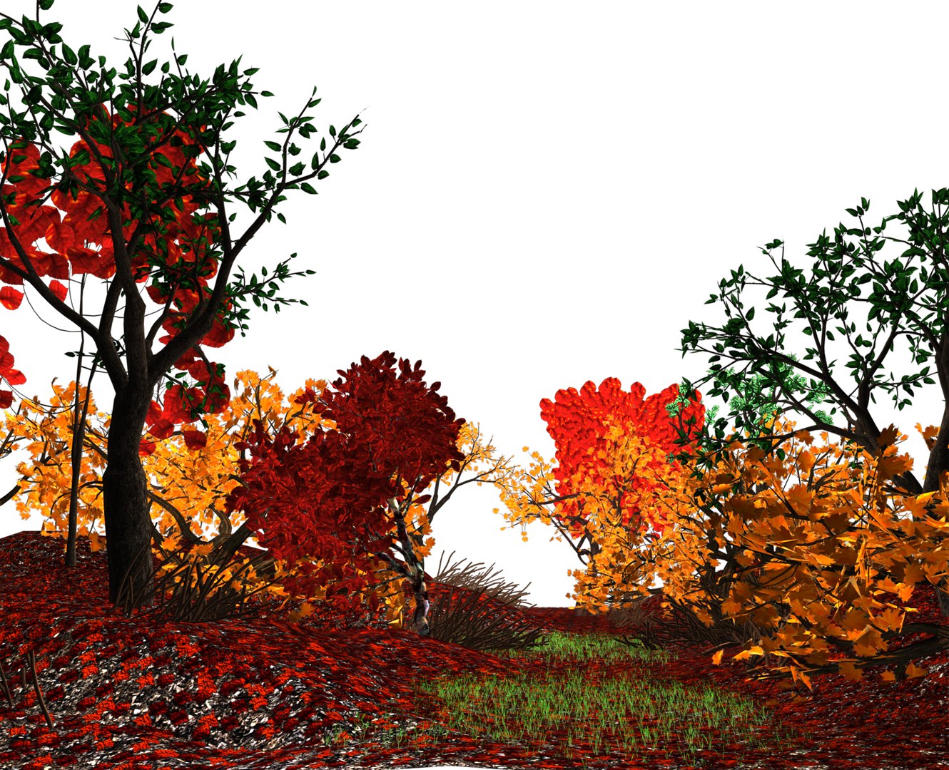 3d autumn forest trees model