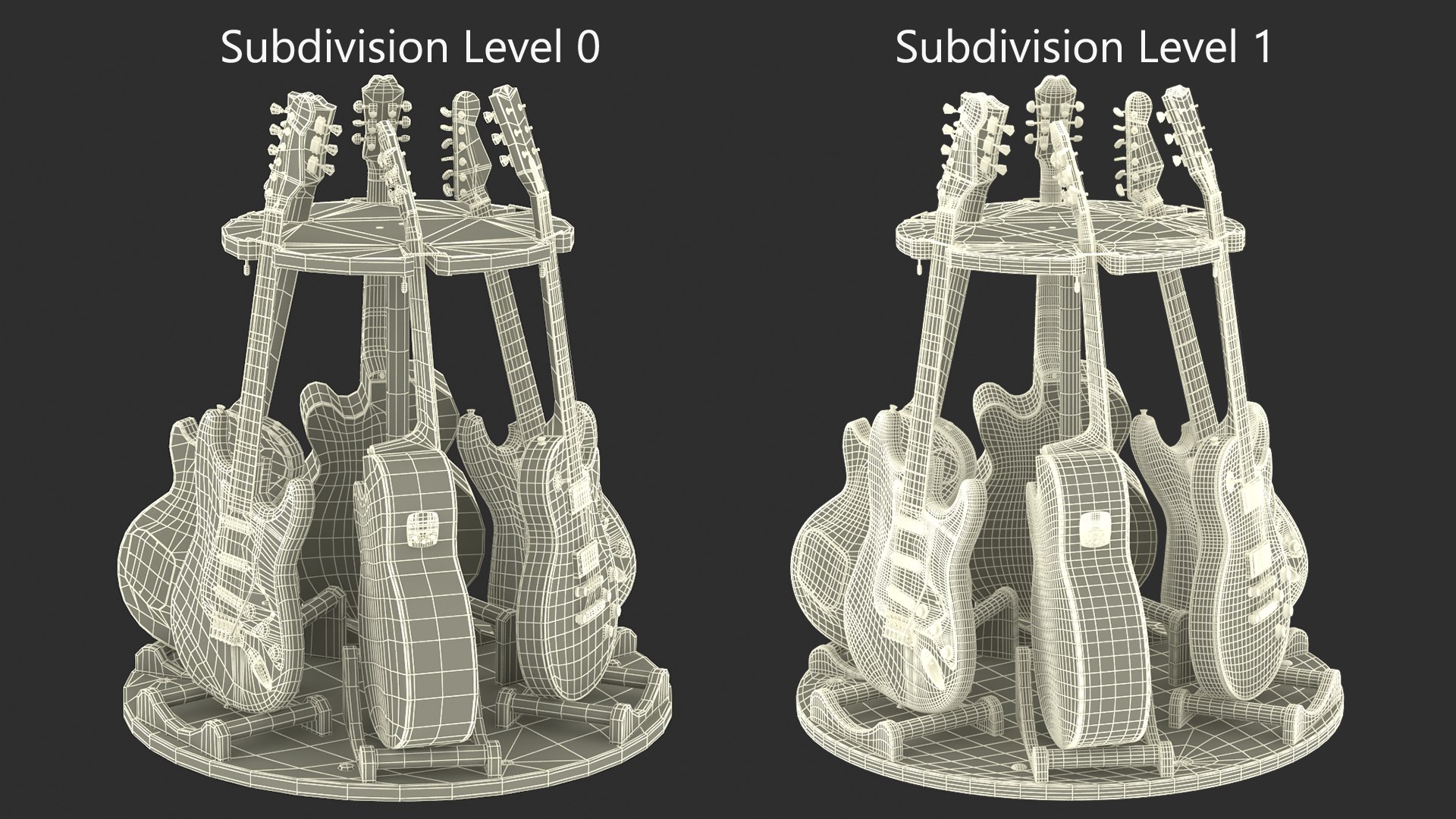 Guitars On Rotating Guitar Stand 3D - TurboSquid 2357166