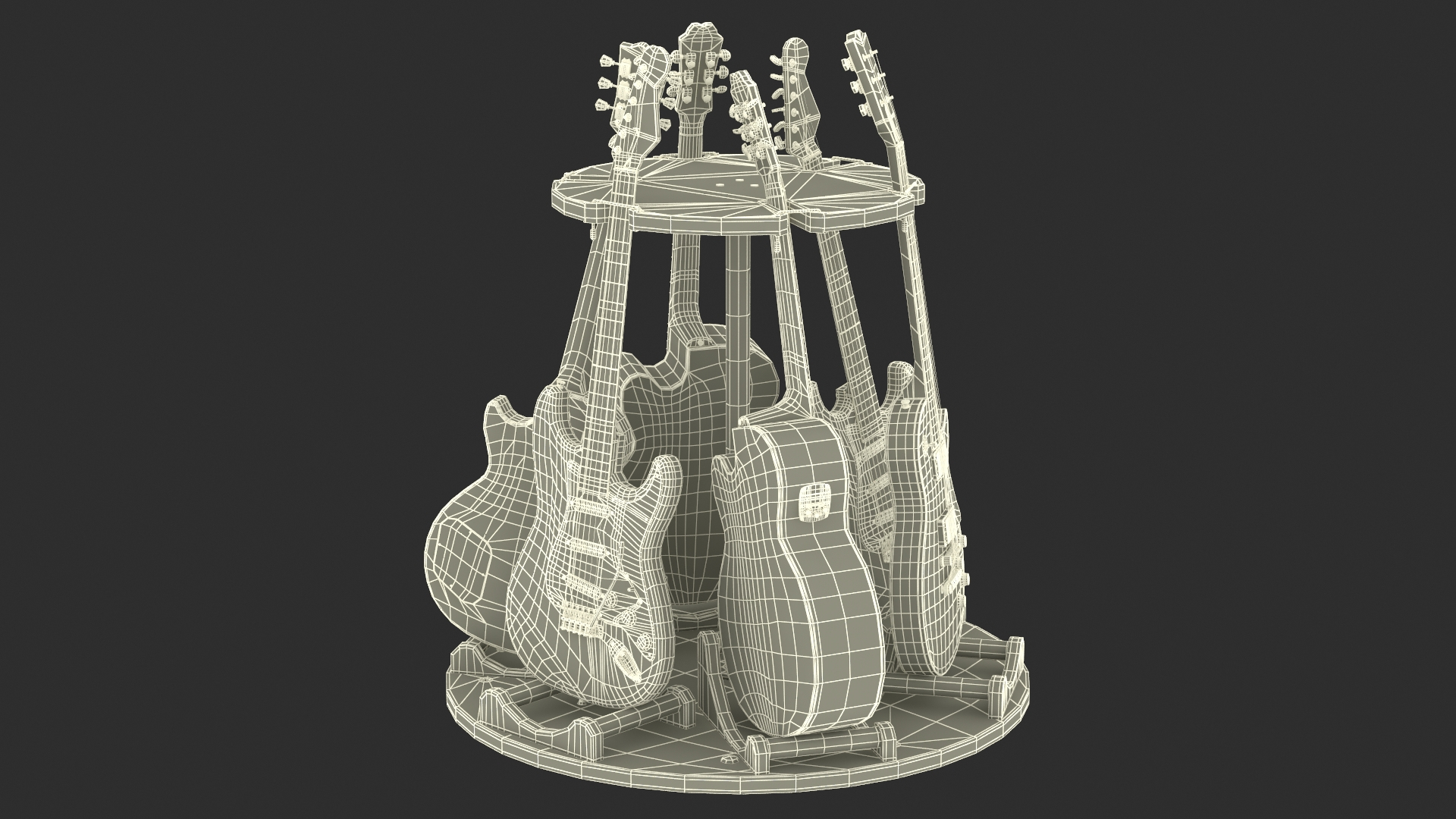 Guitars On Rotating Guitar Stand 3D - TurboSquid 2357166