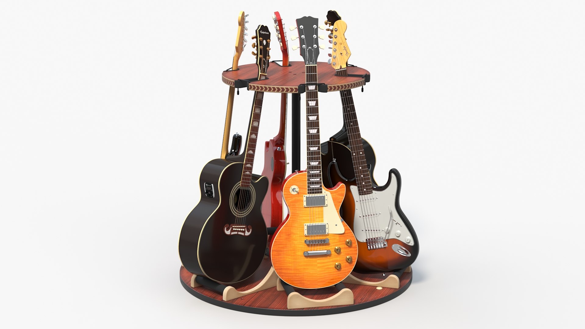 Guitars On Rotating Guitar Stand 3D - TurboSquid 2357166