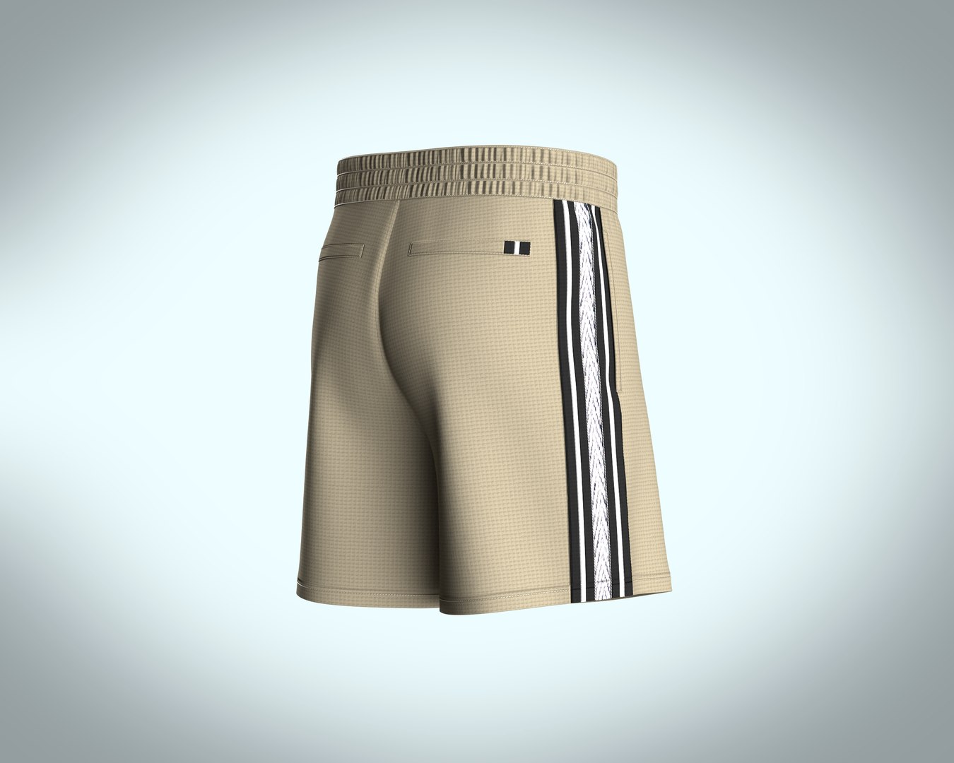 Mens Shorts With Side Panel With Knit Textures Fabric 3D Model ...