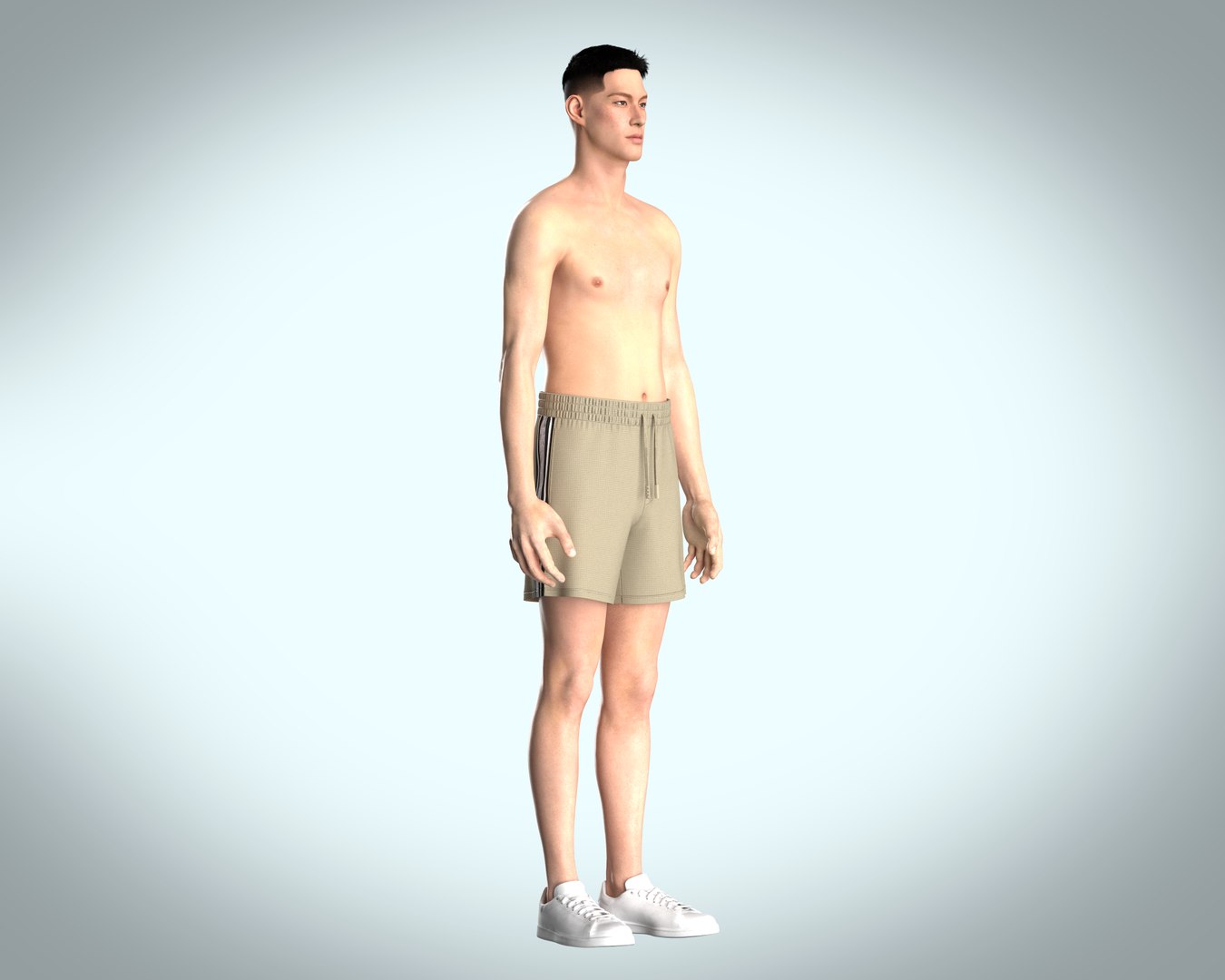 Mens Shorts With Side Panel With Knit Textures Fabric 3D Model ...