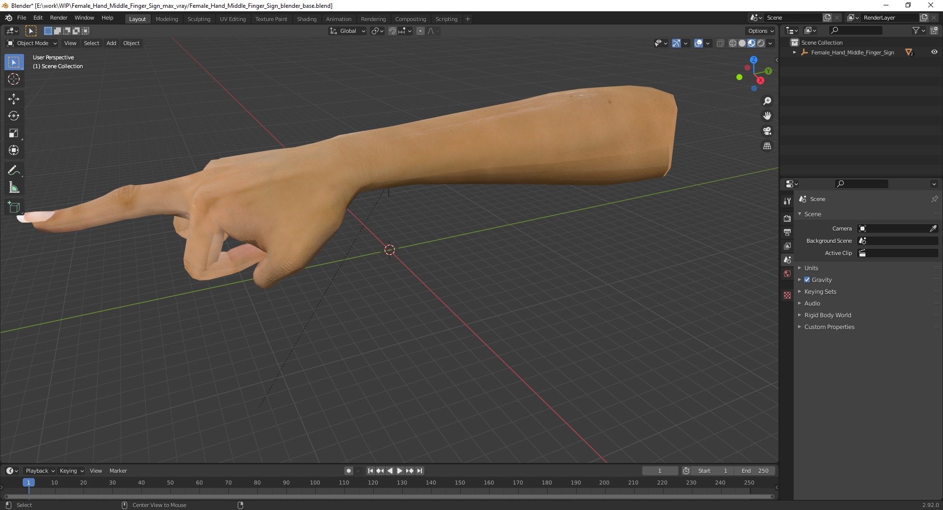 3D Model Female Hand Middle Finger Sign - TurboSquid 2194884