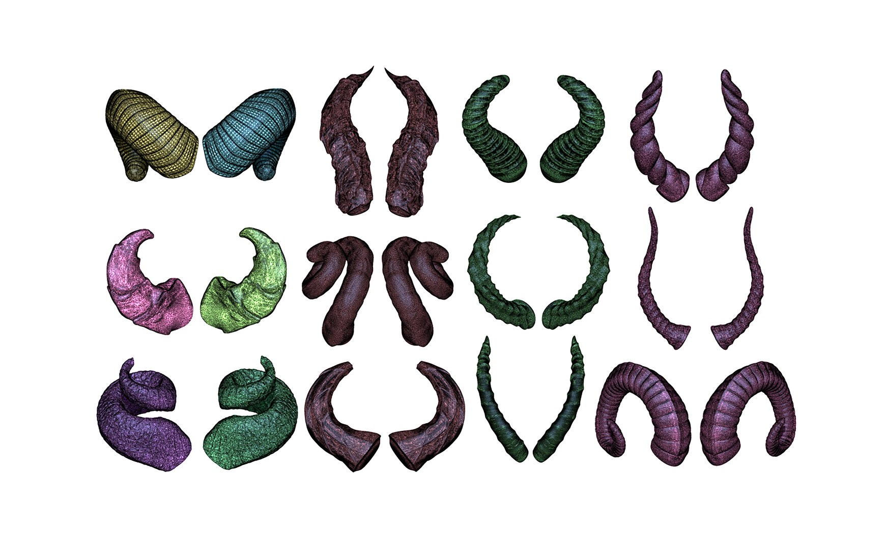 3D COLLECTION OF 3D MODELS OF HORNS 12 PCS - UNIQUE AND DETAILED ...