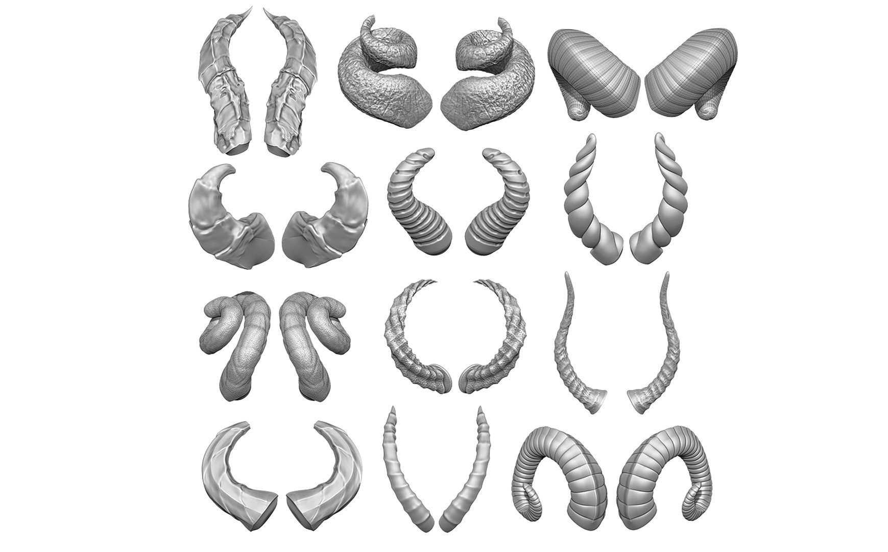 3D COLLECTION OF 3D MODELS OF HORNS 12 PCS - UNIQUE AND DETAILED ...