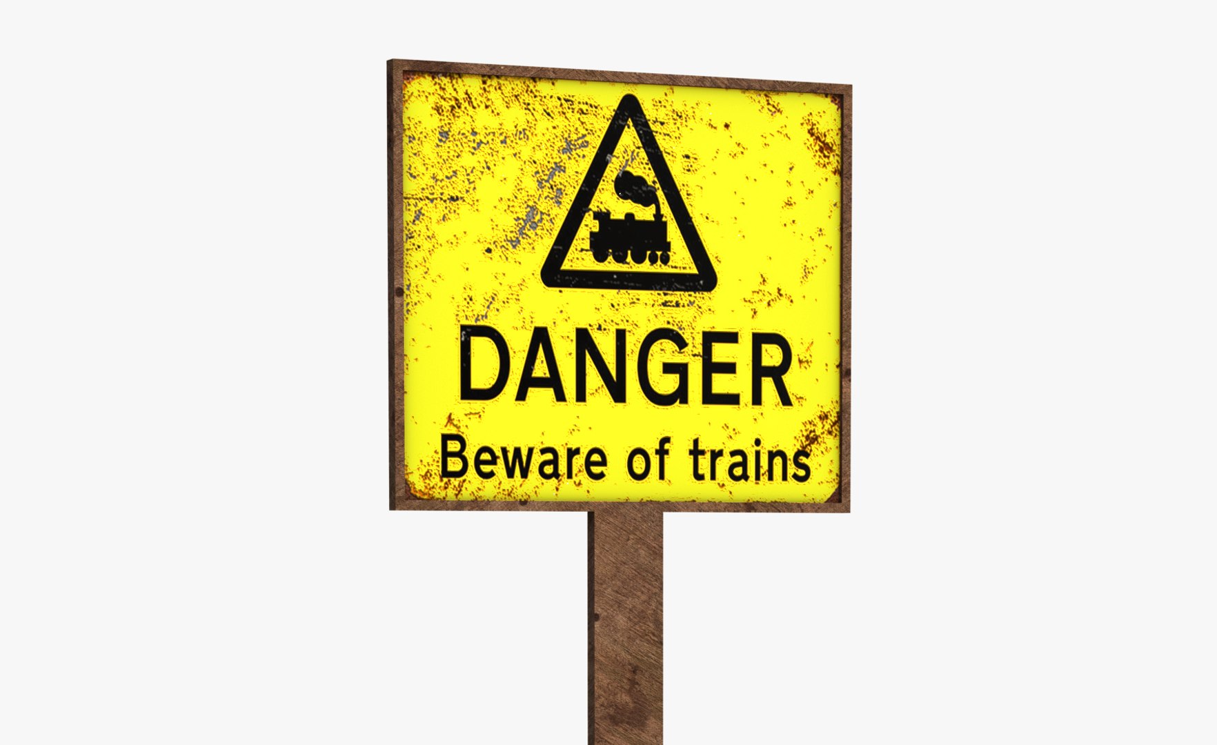 3D Beware Trains Sign - TurboSquid 1724686