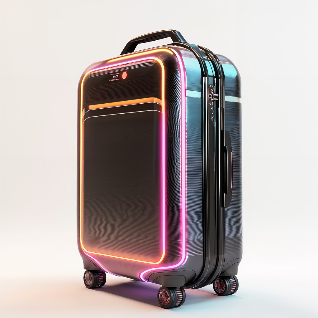 Futuristic Smart Suitcase With Sleek Neon Accents - TurboSquid 2351621